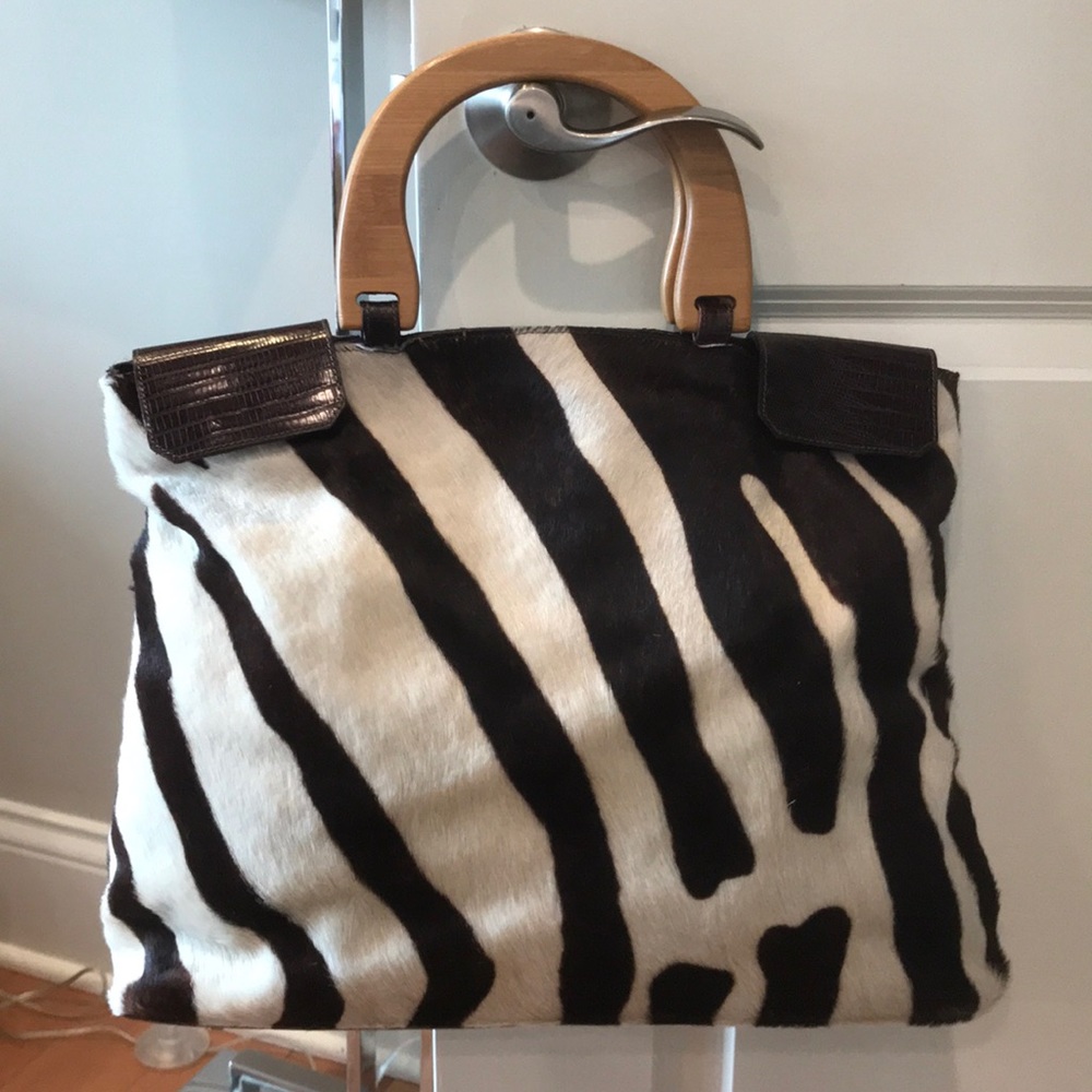 Large Ponyhair Zebra Handle Handbag - Gem